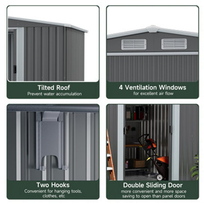 Apex White Waterproof Outdoor Garden Storage Shed Tool Shed with Double ...