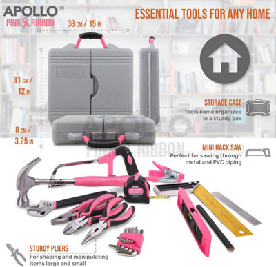 Apollo 71pc Home & Office DIY Tool Kit Set. Complete Household Tool Box ...