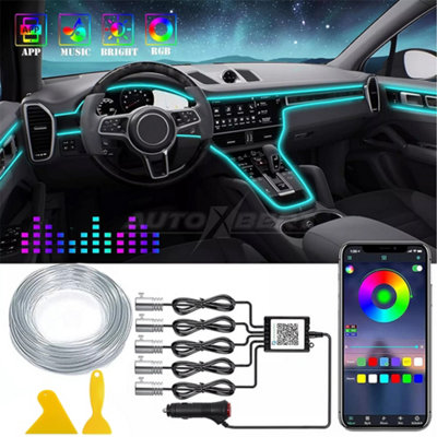 APP Control 5-In-1 RGB LED Interior Strip Light Car Ambient Atmosphere ...