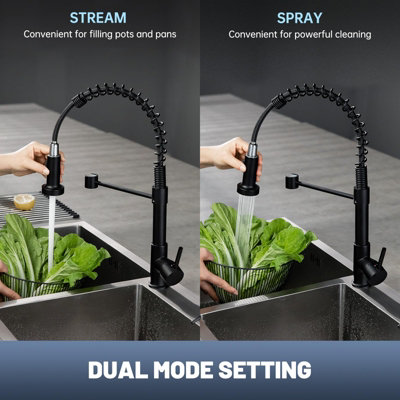 Appaso Kitchen Tap Black with Pull Out Spray 360 Degrees Swivel, Single ...