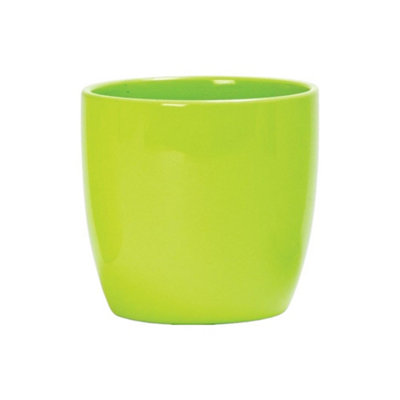 Apple Green Gloss Indoor Ceramic Plant Pot H12cm