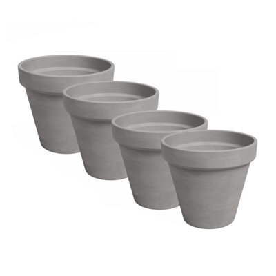 APTA Verona 21cm Pots (Set of 4) in Volcano Grey - Modern Indoor ...