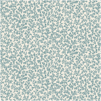 Aqua Blue Botanical Coral Wallpaper Branch Leaf Pattern Cream Background