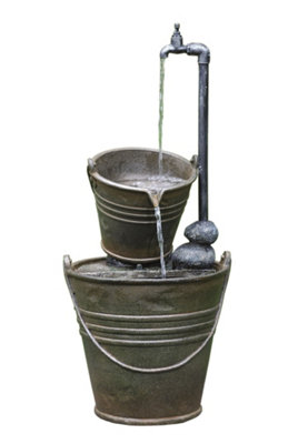Aqua Creations 2 Tin Buckets with Tap Mains Plugin Powered Water ...