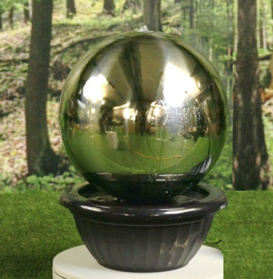 Aqua Creations Ankara 40cm Stainless Steel Sphere Ball Water Feature ...