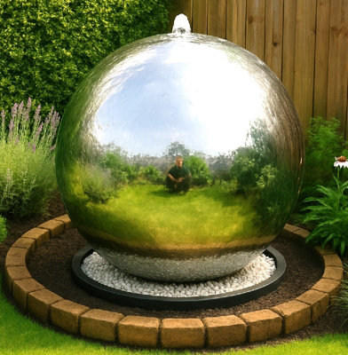 Aqua Creations Berlin 50cm Stainless Steel Sphere Ball Water Feature ...