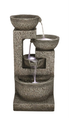 Aqua Creations Large Grey 4 Bowl Mains Plugin Powered Water Feature ...