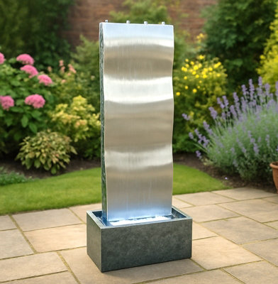Aqua Creations Naples Stainless Steel Wave Cascade Water Feature ...
