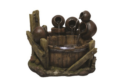 Aqua Creations Pouring Pots on Barrel Solar Water Feature
