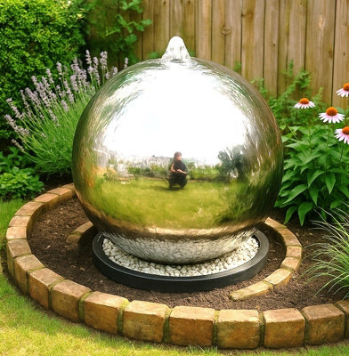 Aqua Creations Riga 75cm Stainless Steel Sphere Ball Water Feature ...