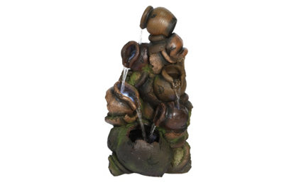 Aqua Creations Stacked Pouring Brown Pots Mains Plugin Powered Water ...
