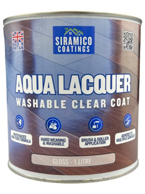 Aqua Lacquer - Clear Gloss - 1 Litre - waterbased, no odour, multi ...