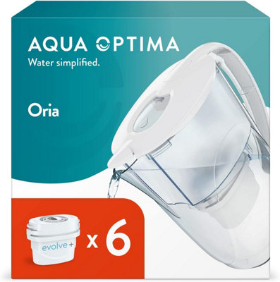 Aqua Optima Oria Water Filter Jug & 6 Evolve+ Filter Cartridges 2.8L ...