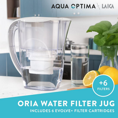 Aqua Optima Oria Water Filter Jug & 6 Evolve+ Filter Cartridges 2.8L ...