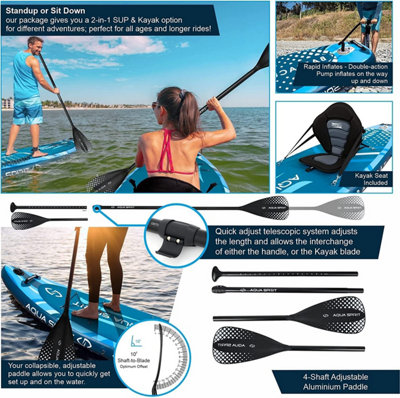 AQUA SPIRIT 10FT 6" x 15cm iSUP Inflatable Stand up Paddle Board for ...