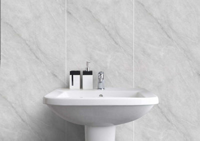 Aquaclad Bathroom Cladding - Light Grey Marble Gloss - Offer includes ...