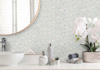 Aquaclad Bathroom Cladding - White Sparkle 2.6m - Offer includes panels, 1 adhesive & 1 edge ...