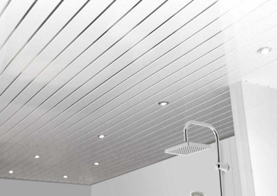 Aquaclad White and Silver 2.6m Ceiling Panels - Offer includes fixing ...