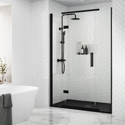 Aquadart Inline Bathroom Modern Semi Frameless Hinge Shower Door 8mm ...
