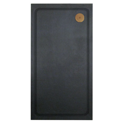 Aquadart Luxury Black Slate Effect Shower Tray - Brushed Brass Waste ...