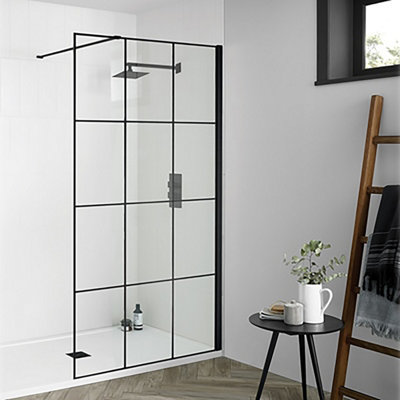 Aquadart Matrix Modern Bathroom Vertical 8mm Toughened Clear Glass ...