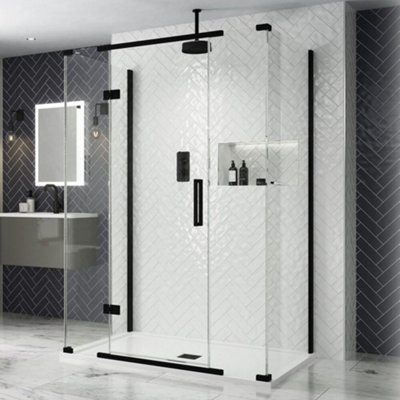 Aquadart Matt Black Bracket Pack for Inline 8mm Shower Side Panel