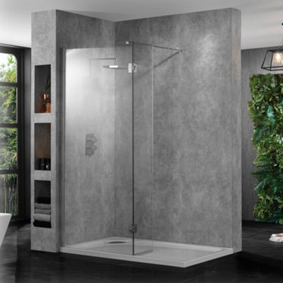 Aquadart Modern Wetroom Concealed Fixing 10mm Toughened Safety Glass ...