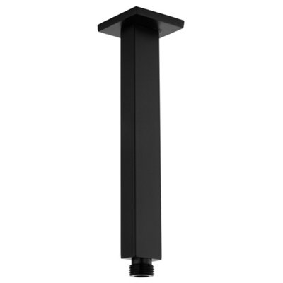 Aquadart Observa Modern Bathroom Square Ceiling Mounted Shower Arm 220mm Matt Black Finish ...