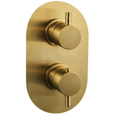 Aquadart Thermostatic Concealed Dual Control Oval Shower Valve Brushed ...