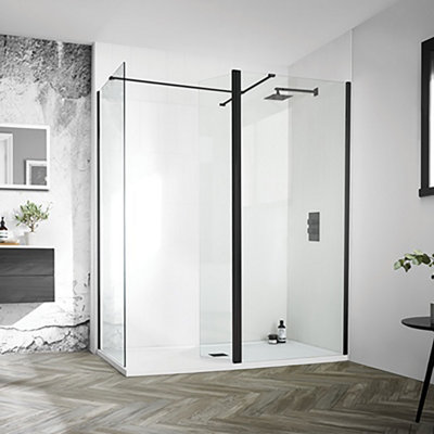 Aquadart Wetroom 8 Matt Black Shower Profile Pack - AQ8661BLK