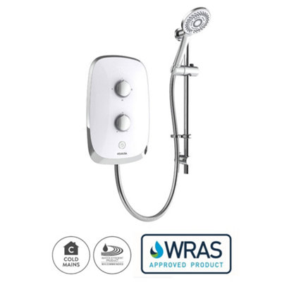 Aqualisa 8.5kw eMotion Arctic White Electric Shower Digital Display + Riser