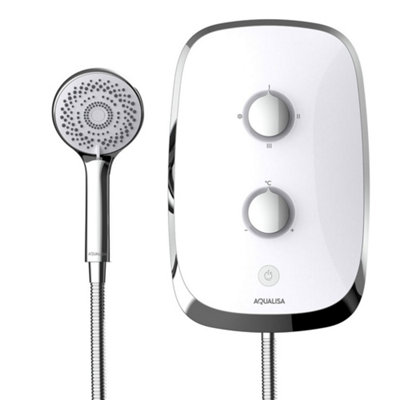Aqualisa 9.5kw eMotion Arctic White Electric Shower Digital Display + Riser