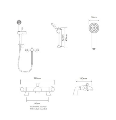 Aqualisa MD100BSM Midas 100 Thermostatic Bath Shower Mixer Chrome