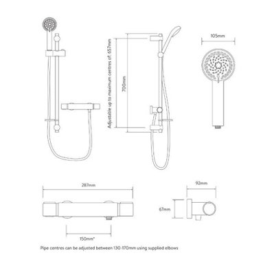 Aqualisa MD110S Midas 110 Thermostatic Bar Valve Mixer Shower Chrome