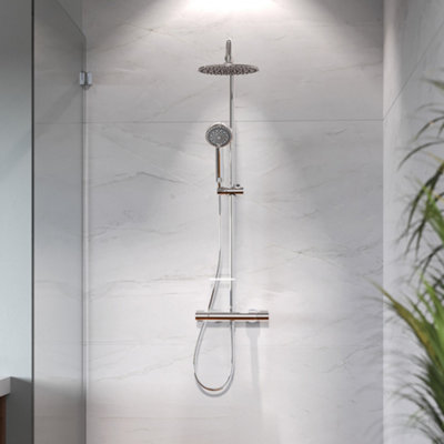 Aqualisa MD110SC Midas 110 Safe Touch Thermostatic Dual Outlet Column ...