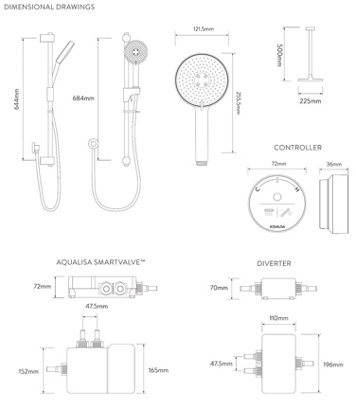 Aqualisa Smart Glo Dual Ceiling Fed Concealed Digital Shower (HP/Combi)
