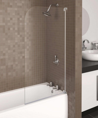 AQUALUX 3 White Half Frame Radius Bath Screen - 750mm