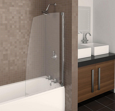 AQUALUX 4 Silver Sail Bath Screen - 750mm