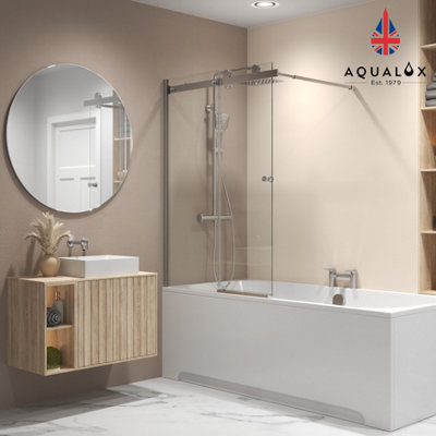 Aqualux 6mm 2-Pnl Slide Bathscreen 1500x1000 Chrome