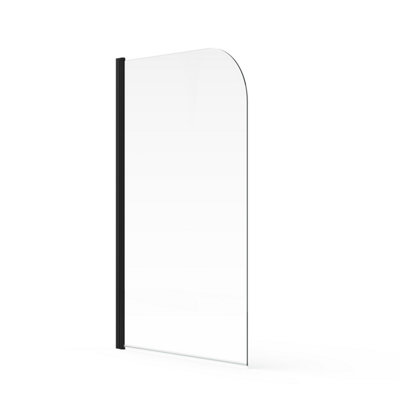 Aqualux 6mm Radius Bathscreen 1500x900 Matt Black
