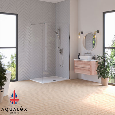 Aqualux Wet Room Panel with Push & Fix 800mm x 2000mm | DIY at B&Q