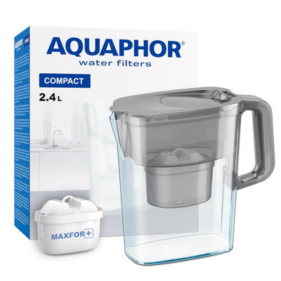 AQUAPHOR 2.4L Compact Water Filter Jug : Grey with 1 x 200L Maxfor+ Filter