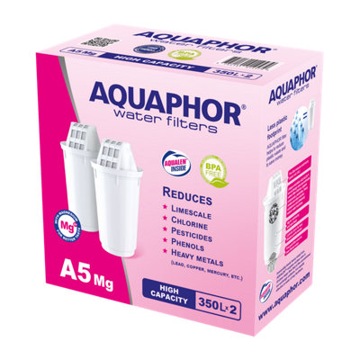 AQUAPHOR A5 Magnesium+ 350Ltr filter cartridges 2 pack | DIY at B&Q