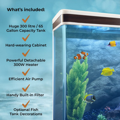 Aquarium Fish Tank & Cabinet with Complete Starter Kit