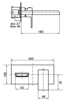 Aquarius Angle Waterfall Wall Mounted Brushed Brass Bath Filler Tap ...