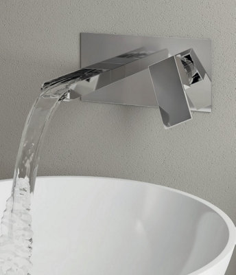 Aquarius Angle Waterfall Wall Mounted Chrome Basin Filler Tap AQ791051