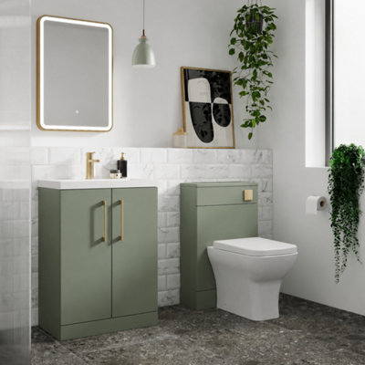 Aquarius Brisbane 500mm WC Toilet Back to Wall Unit in Satin Green