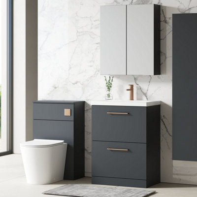 Aquarius Brisbane 600mm 2 Drawer Floor Standing Vanity Unit with 1 Tap ...