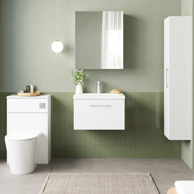 Aquarius Brisbane 600mm Wall Hung 1 Drawer Vanity Unit with 1 Tap Hole ...