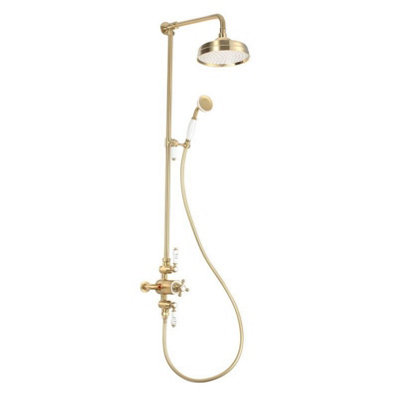 Aquarius Chic Thermostatic Exposed Adjustable Shower Kit Brushed Brass